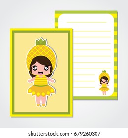 Cute Paper Note Cute Pineapple Girl Stock Vector (Royalty Free ...
