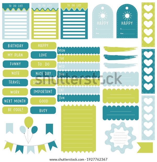 Cute Paper Notes Sweet Color Set Stock Vector (Royalty Free) 1927762367