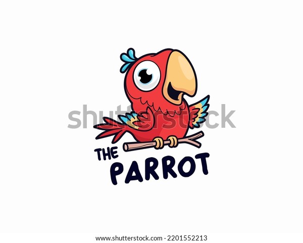 Cute Parrot Cartoon Logo Design Template Stock Vector (Royalty Free ...