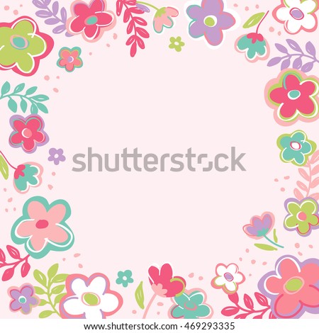 Cute Pastel Floral Border Frame Vector 库存矢量图（免版税） 469293335 - Shutterstock