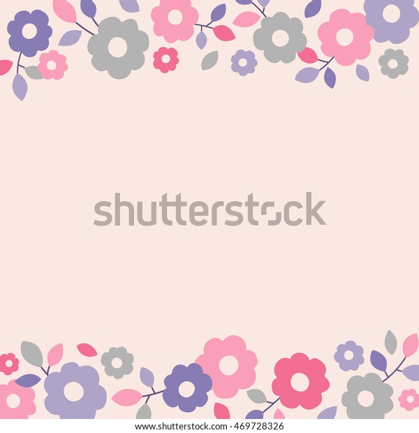 Cute pastel floral border frame vector
