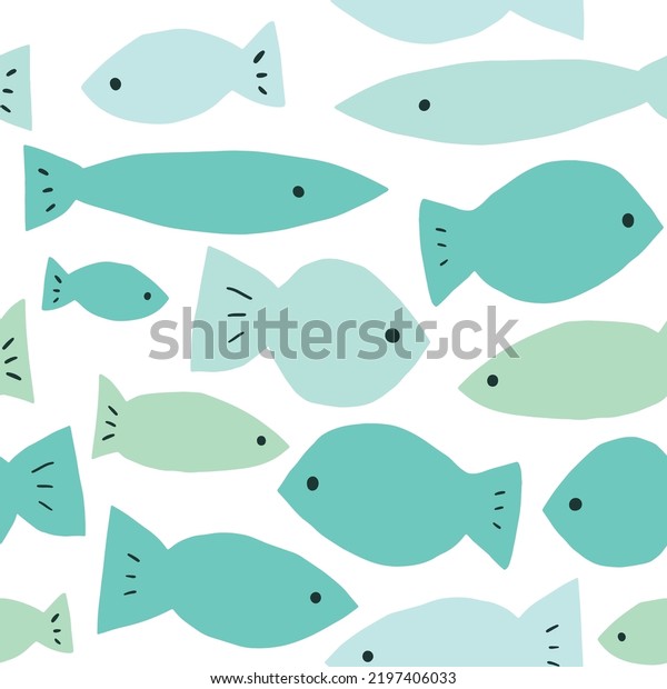 Cute Pastel Green Fish Illustration Seamless Stock Vector (Royalty Free ...