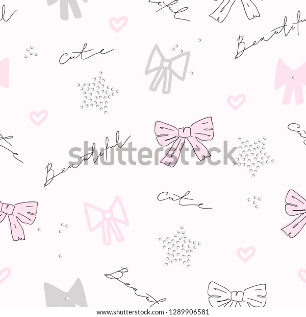 Cute Pastel Seamless Pattern Girls Lovely Stock Vector (Royalty Free ...
