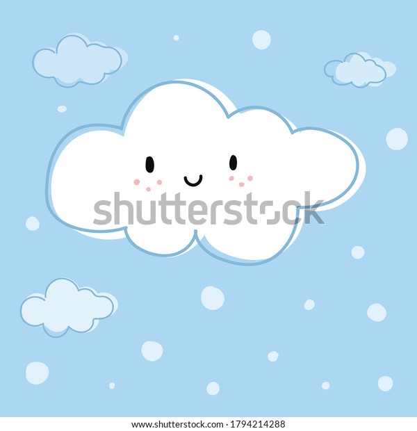 Cute Pastel Sky Cloud Cartoon Stock Vector (Royalty Free) 1794214288 ...