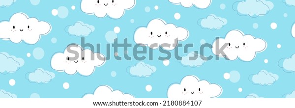 Cute Pastel Sky Smiling Clouds Cartoon: เวกเตอร์สต็อก (ปลอดค่าลิขสิทธิ์ ...