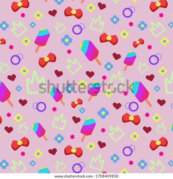 Cute Pattern Girls Pattern On Pink Stock Vector (Royalty Free ...