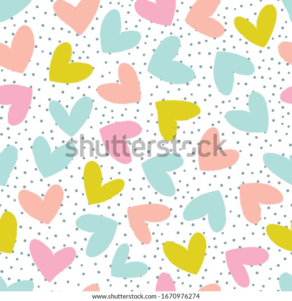 Cute Pattern Hearts Pastel Colors Stock Vector (Royalty Free) 1670976274