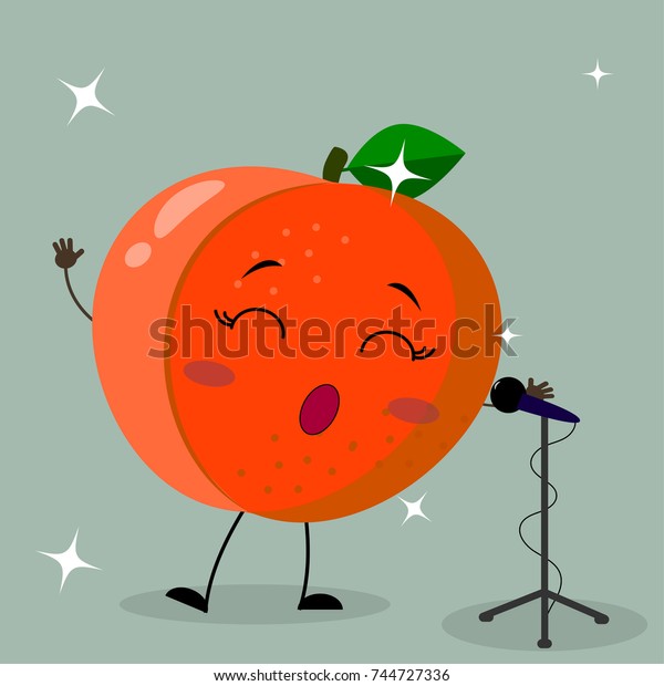 Cute Peach Smiley Cartoon Style Sings Stock Vector (Royalty Free ...