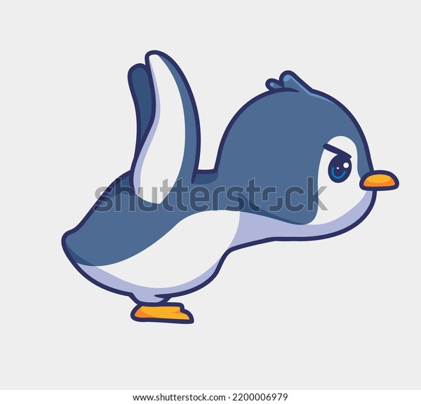Cute Penguin Angry Isolated Cartoon Animal Stock Vector (Royalty Free ...