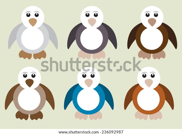 Cute Penguin Different Color Shades Stock Vector (Royalty Free ...
