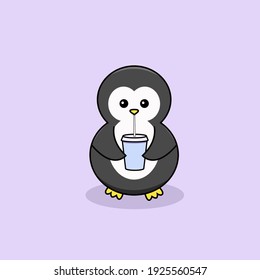 Cute Penguin Milkshake Vector Illustration Stock Vector (Royalty Free ...