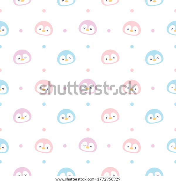 Cute Penguin Seamless Background Repeating Pattern Stock Vector ...