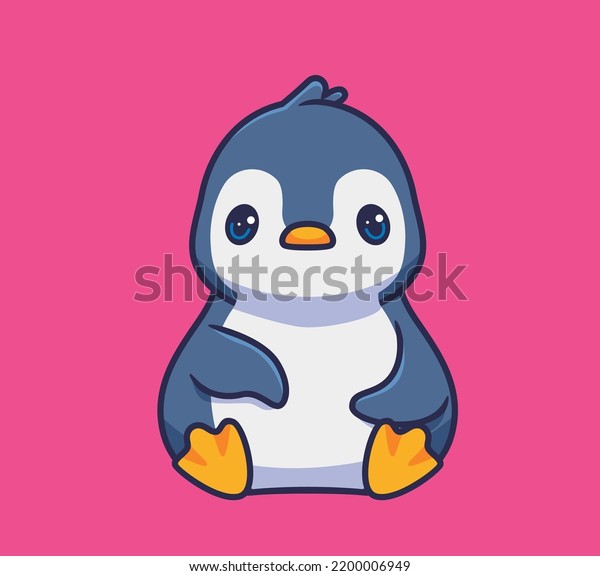 Cute Penguin Sitting Calm Isolated Cartoon Stock Vector (Royalty Free ...