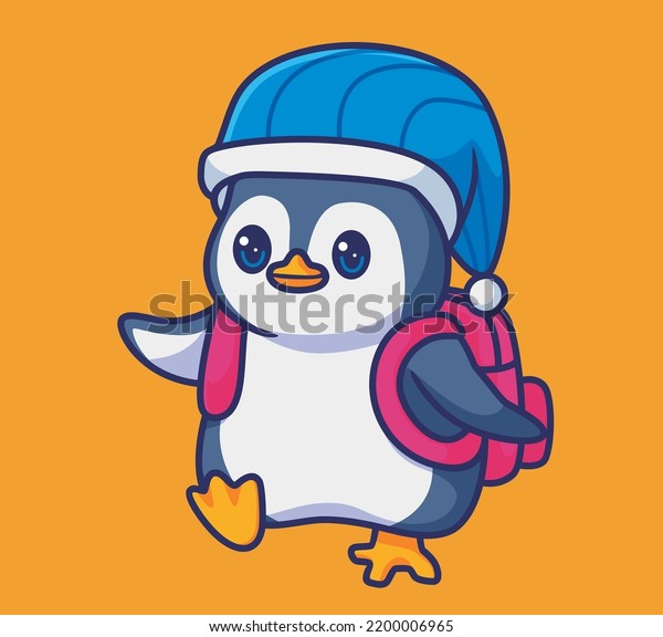 Cute Penguin Student Back School Isolated Stock Vector (Royalty Free ...