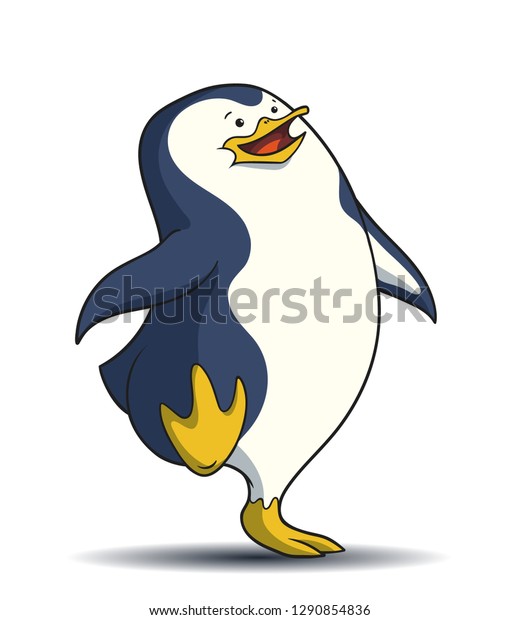 Cute Penguin Walking Cartoon Vector Illustration Stock Vector (Royalty ...