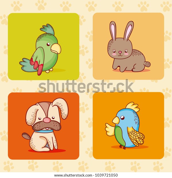 Cute Pets Collection Stock Vector (Royalty Free) 1039721050 | Shutterstock