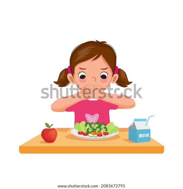 Cute Picky Eater Little Girl Unhappy Stock Vector (Royalty Free ...