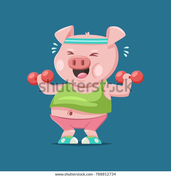 Cute Pig Cartoon Character Doing Exercises Stock Vector (Royalty Free ...