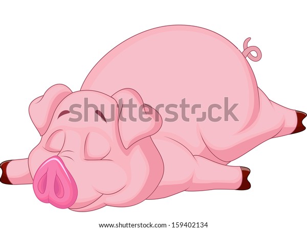 Cute Pig Cartoon Sleeping Stock Vector (Royalty Free) 159402134 ...