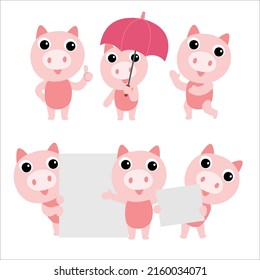 Cute Pig Character Design Presenting Concept Stock Vector (Royalty Free ...