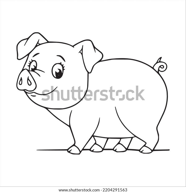 Cute Pig Coloring Book Pages Picturepig Stock Vector (Royalty Free ...