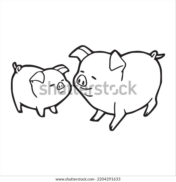 Cute Pig Coloring Book Pages Picturepig Stock Vector (Royalty Free ...