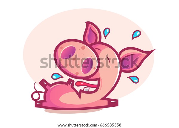 Cute Pig Crying Vector Illustration Isolated 库存矢量图（免版税）666585358 ...