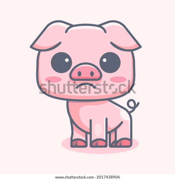 Cute Pig Icon Logo Sticker Illustration Stock Vector (Royalty Free ...
