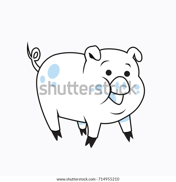 Cute Pig Line Art Character Stock Vector (Royalty Free) 714955210 ...