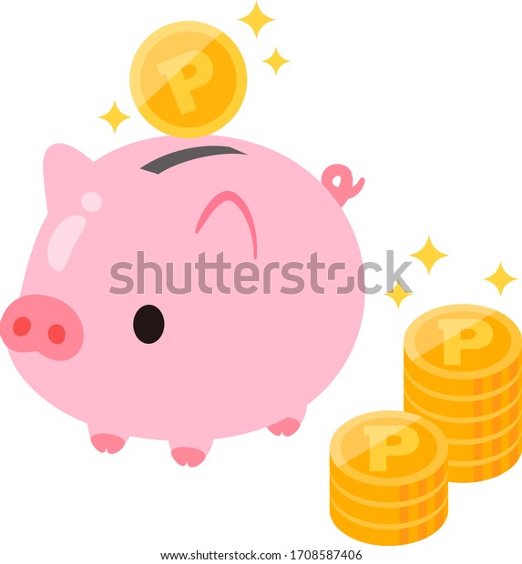 Cute Pig Money Box Coins Point Stock Vector (Royalty Free) 1708587406 ...