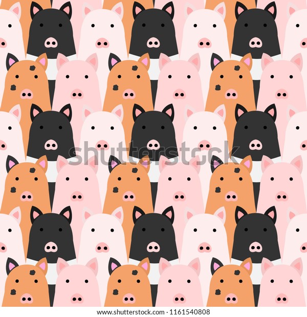 Cute Pigs Background Seamless Colorful Drawing Stock Vector (Royalty ...