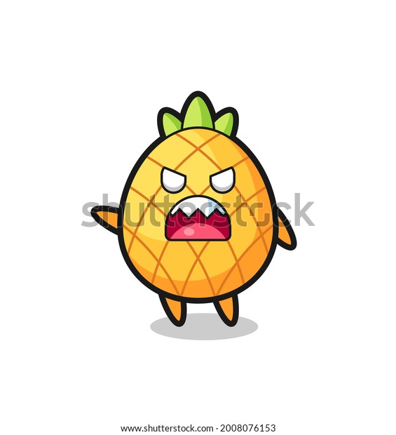 Cute Pineapple Cartoon Very Angry Pose Stock Vector (Royalty Free ...