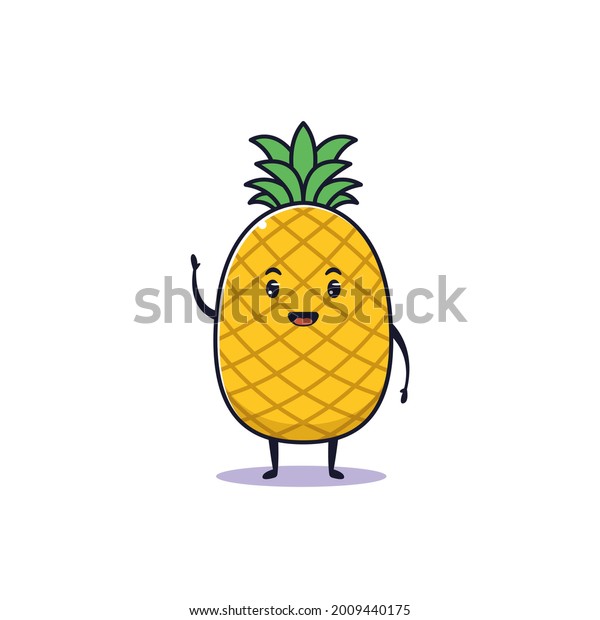 Cute Pineapple Waving Hand Illustration Stock Vector (Royalty Free ...