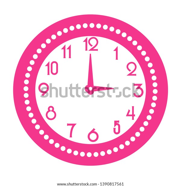 Cute Pink Analog Wall Clock Stock Vector (Royalty Free) 1390817561 ...