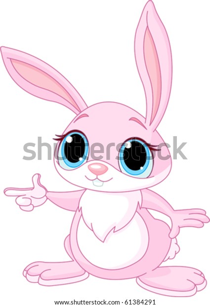 귀여운 분홍색 토끼 스톡 벡터(로열티 프리) 61384291 | Shutterstock