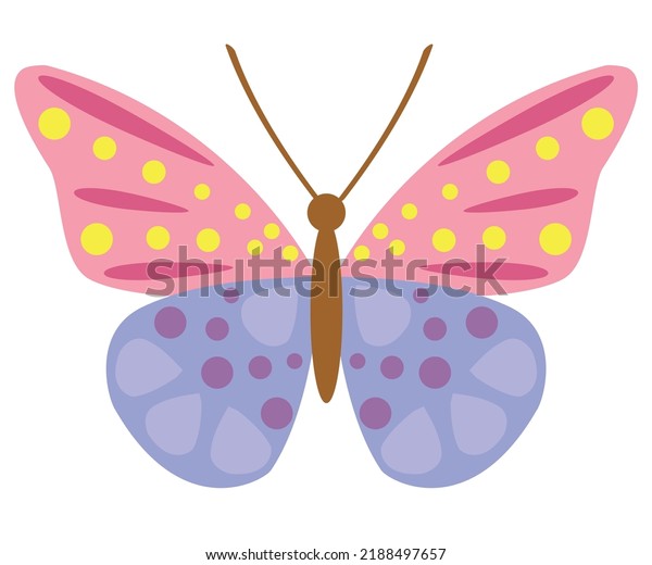 Cute Pink Butterfly Simple Childish Illustration Stock Vector (Royalty ...