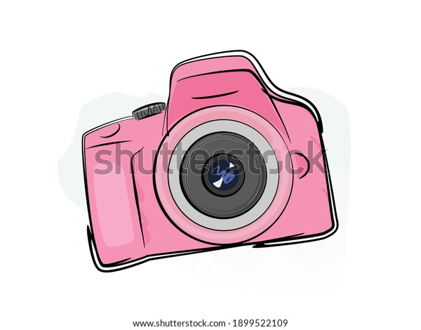 Cute Pink Camera Isolated On White Stock Vector (Royalty Free ...
