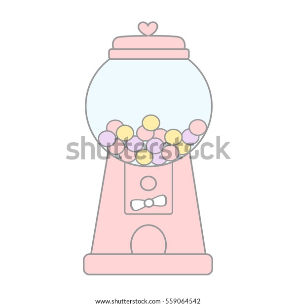 Cute Pink Cartoon Gumball Machine Vector Stock Vector (Royalty Free ...