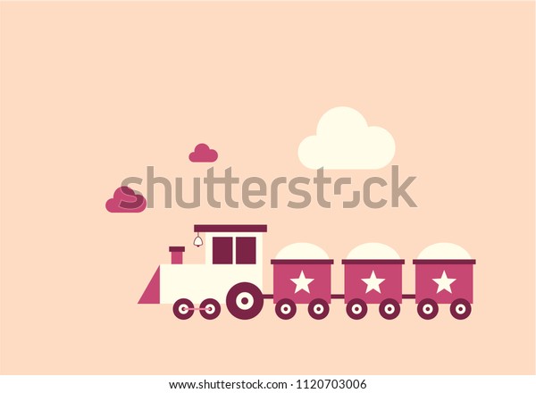 Cute Pink Cartoon Train Vector Stock Vector (Royalty Free) 1120703006
