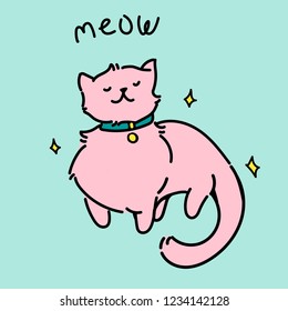 Cute Pink Cat Stock Vector (Royalty Free) 1234142128 | Shutterstock