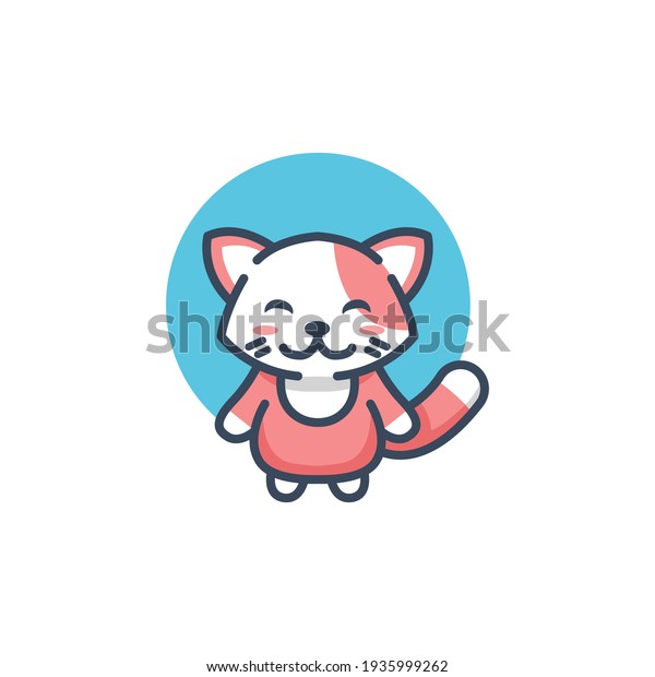 Cute Pink Cat Mascot Vector Illustration Stock Vector (Royalty Free ...