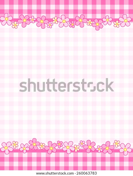 Cute Pink Gingham Header Footer Floral Stock Vector (Royalty Free ...