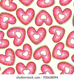 Cute Pink Heart Shaped Donuts Pattern Stock Vector (Royalty Free ...