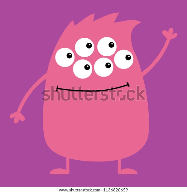 Cute Pink Monster Icon Happy Halloween Stock Vector (Royalty Free ...