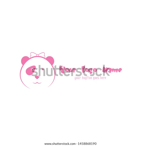 Cute Pink Panda Logo Concept Stock Vector (Royalty Free) 1458868190 ...