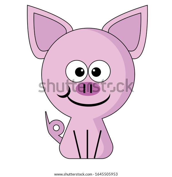 Cute Pink Pig Cartoon Vector Stock Vector (Royalty Free) 1645505953 ...