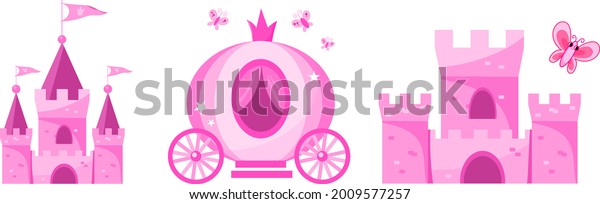 Cute Pink Princess Vector Carriage Illustration Stock Vector (Royalty ...