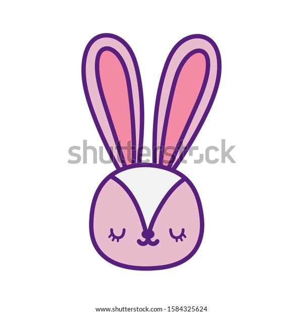 Cute Pink Rabbit Face Cartoon Character Stock Vector (Royalty Free ...