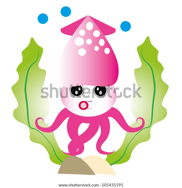 Cute Pink Squid Cartoon Stock Vector (Royalty Free) 505431595 ...