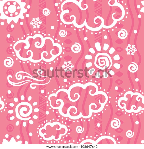 Cute Pink Weather Pattern On Pink Stock Vector (Royalty Free) 108647642 ...